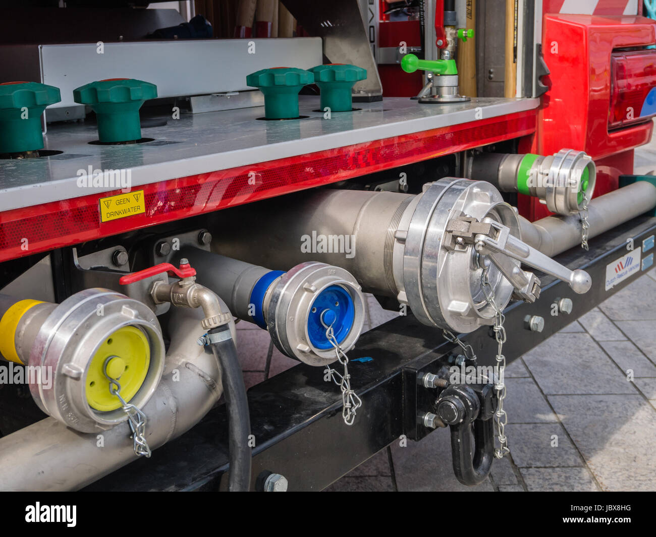 ALMERE, NETHERLANDS - 12 APRIL 2014: Valves of a modern Dutch fire ...