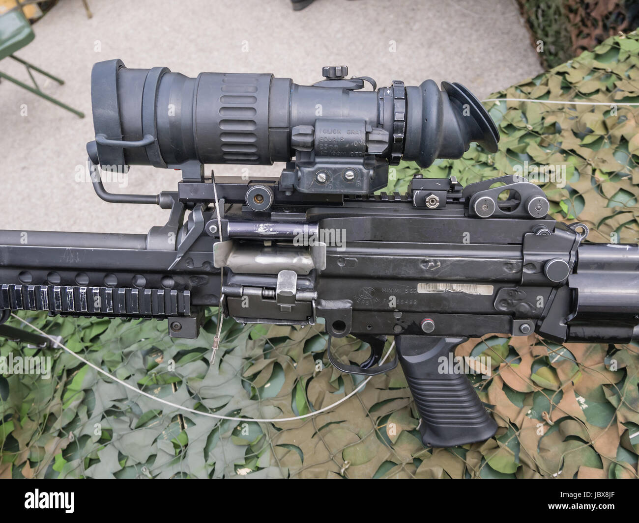 ALMERE, NETHERLANDS - 12 APRIL 2014: Machine gun as used by the Dutch ...