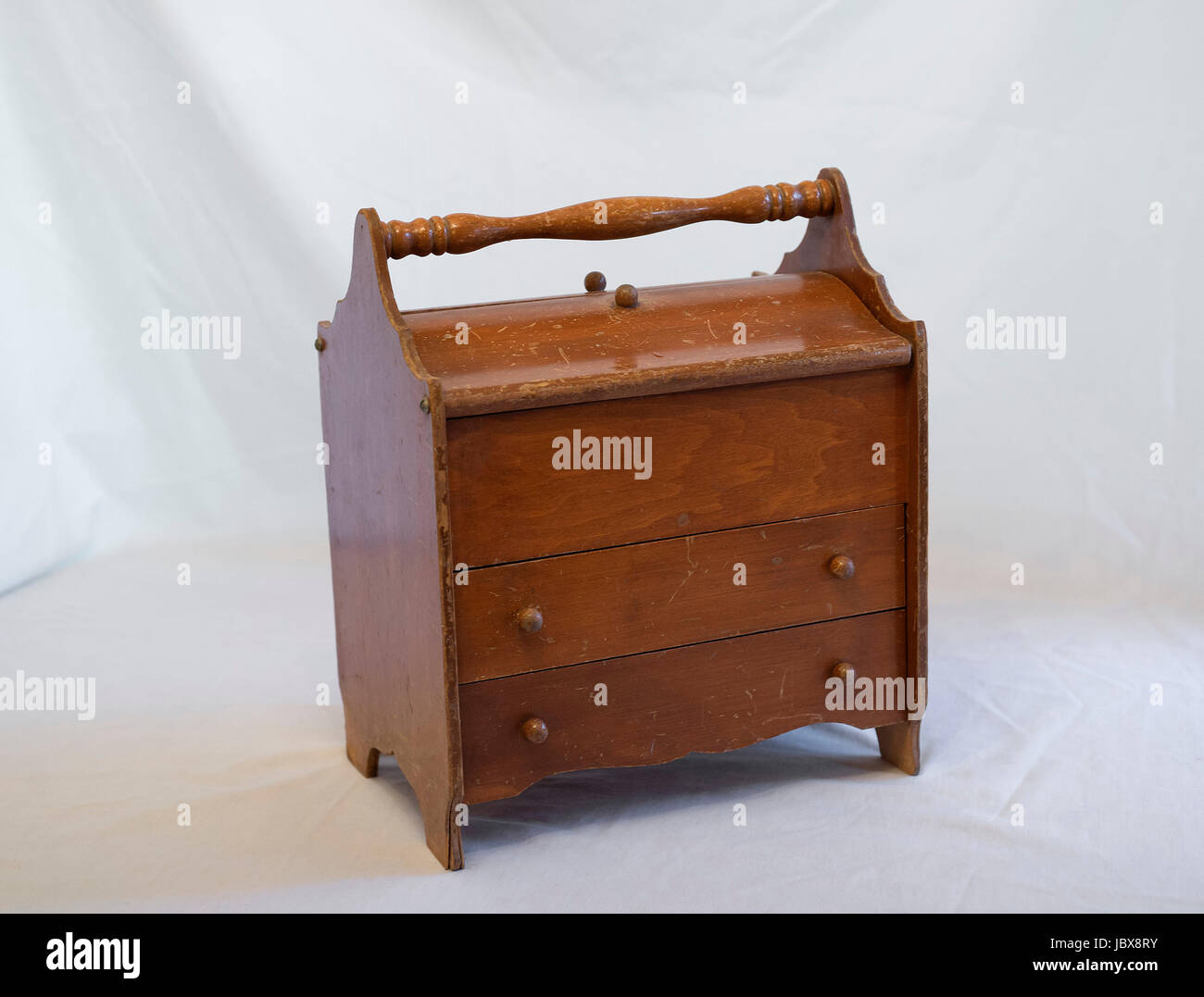 Antique wooden sewing box Stock Photo - Alamy