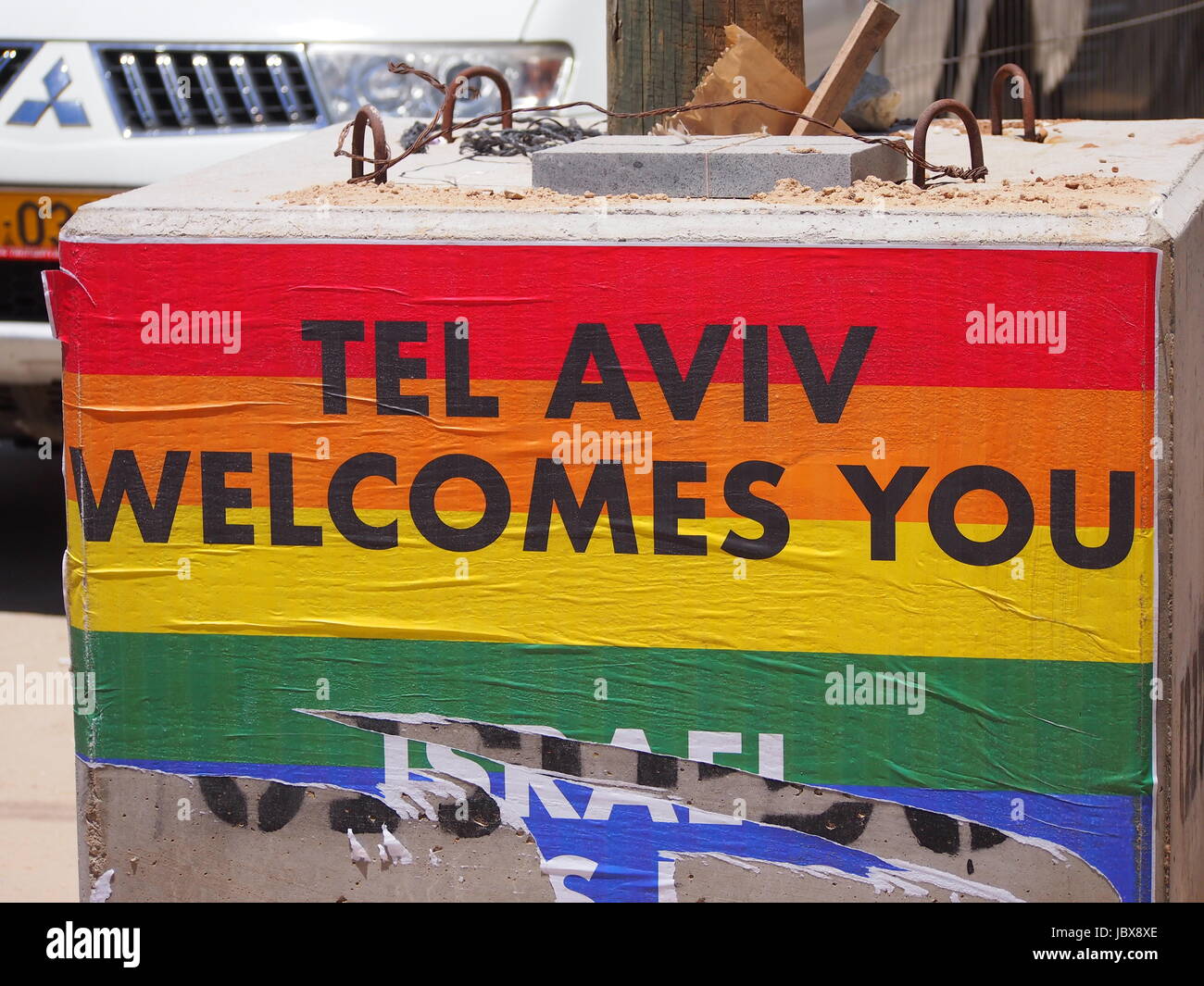 A gay pride welcome sign in Tel Aviv Stock Photo - Alamy