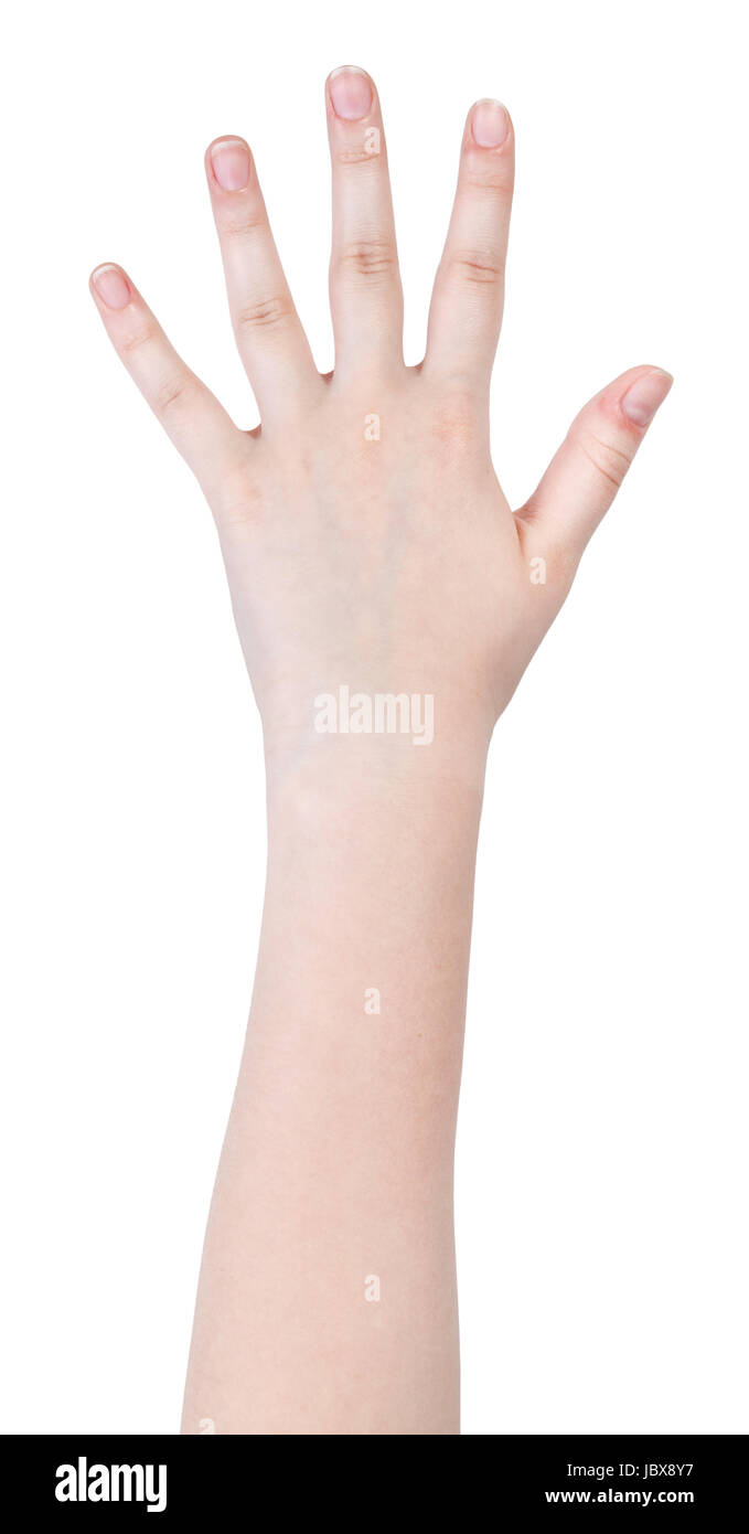 five fingers hand gesture isolated on white background Stock Photo - Alamy