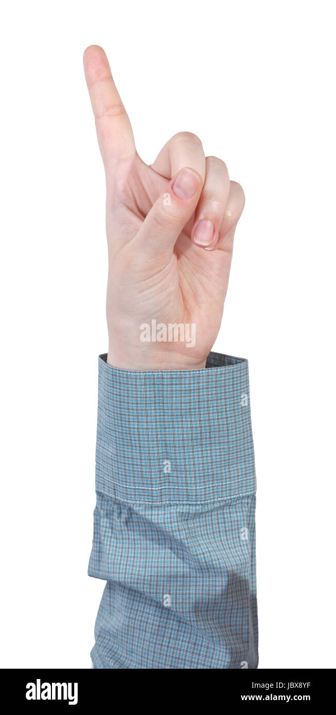 counting one - hand gesture isolated on white background Stock Photo ...