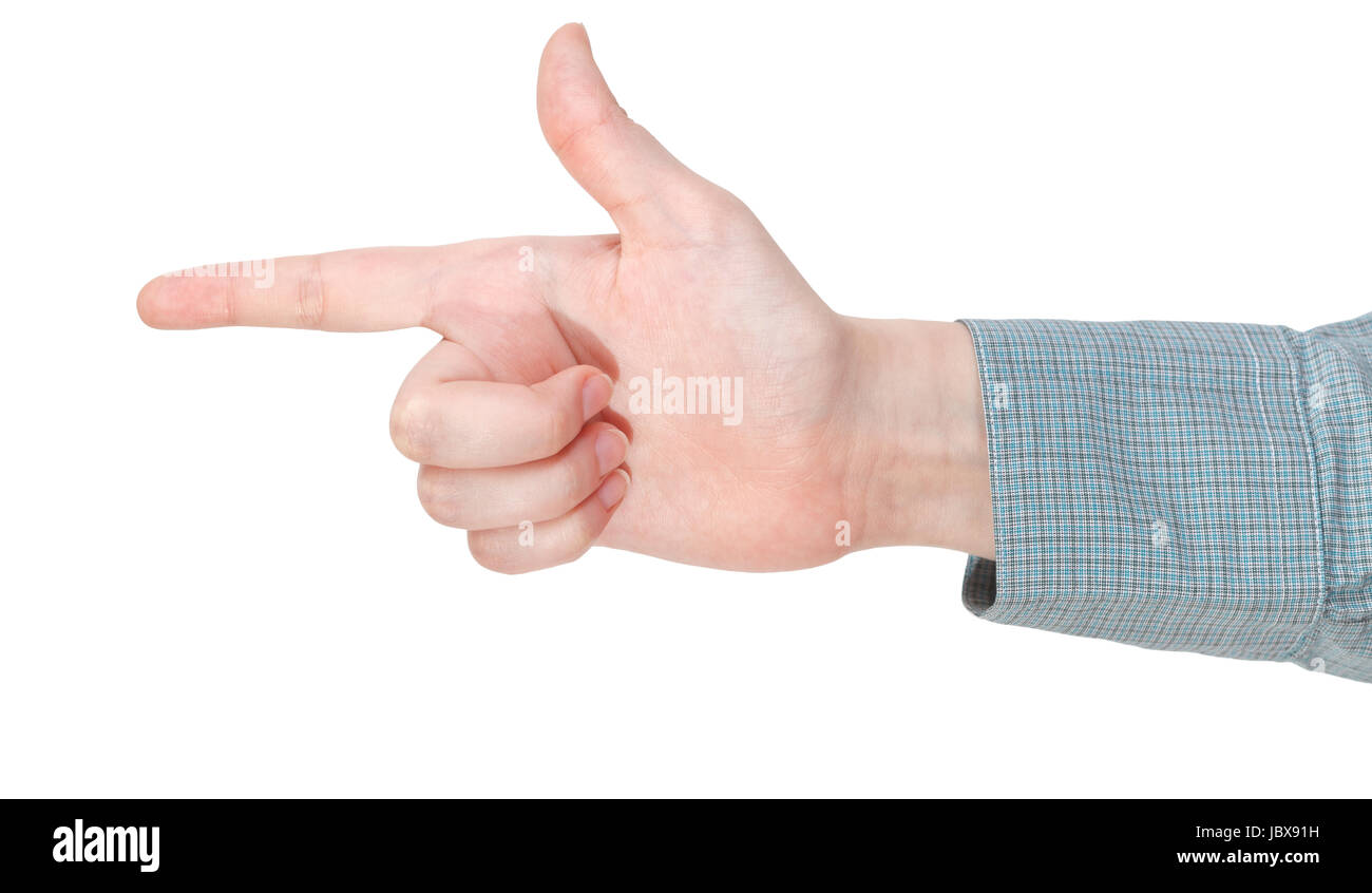 finger handgun - hand gesture isolated on white background Stock Photo ...