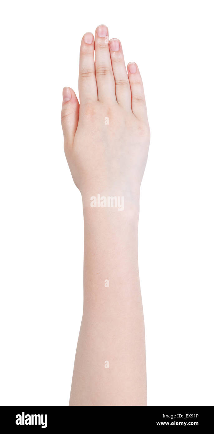 hand up gesture isolated on white background Stock Photo - Alamy