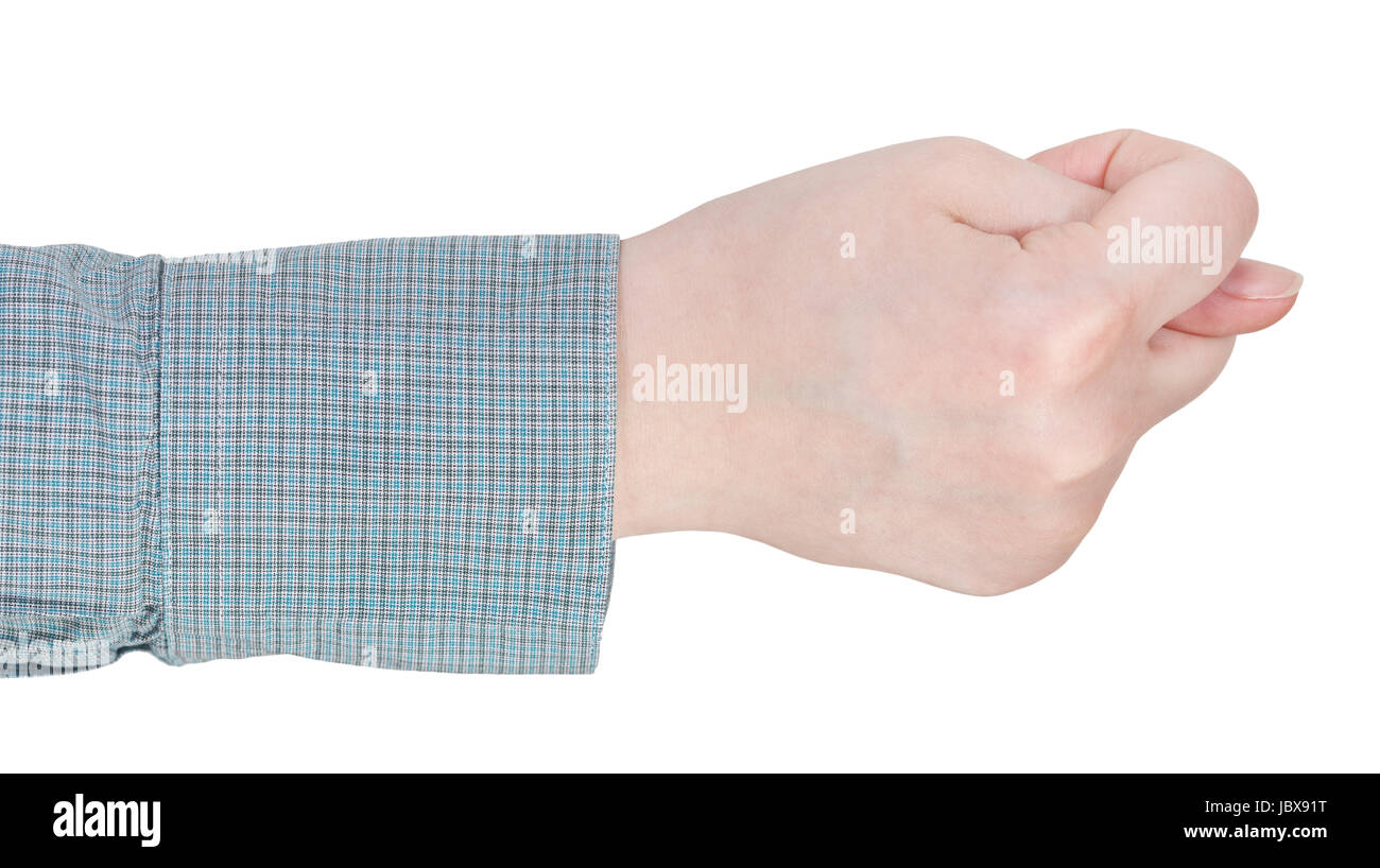 side view of finger fig sign - hand gesture isolated on white ...