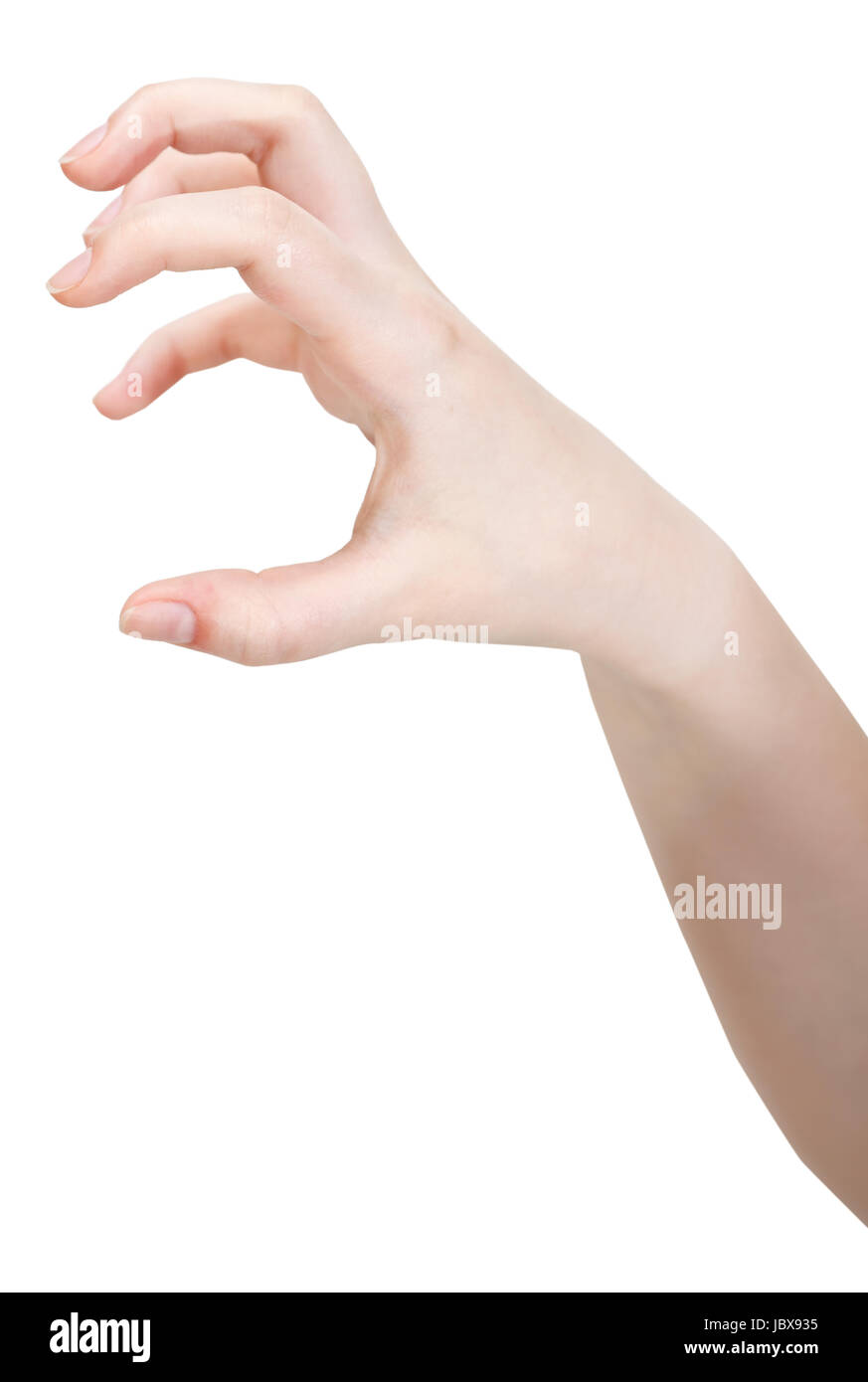 side view of open claws palm - hand gesture isolated on white ...