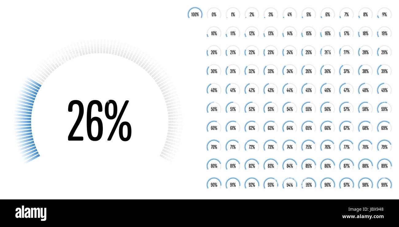 Set of circular sector percentage diagrams from 0 to 100 ready-to-use ...