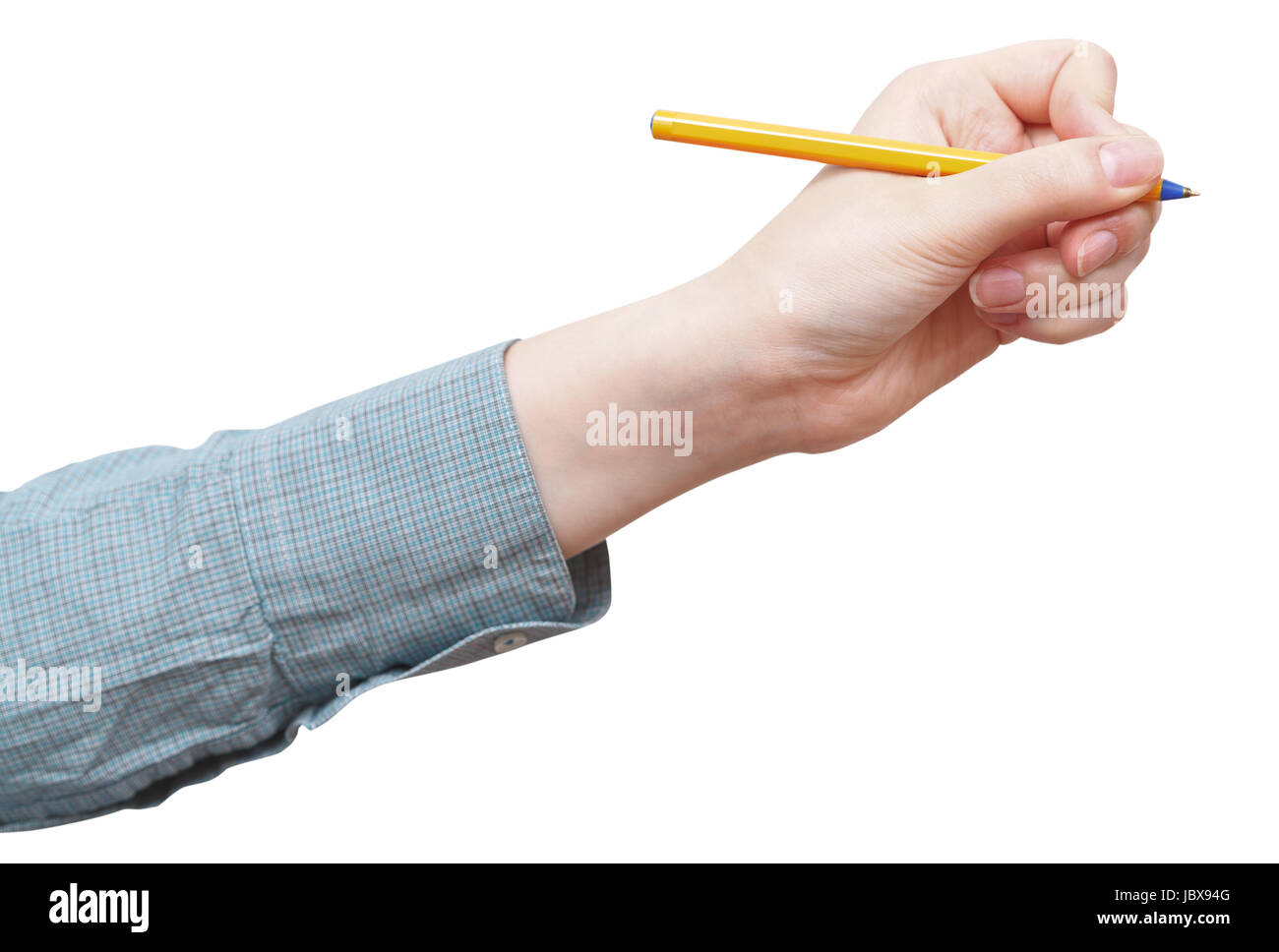hand writing by pen isolated on white background Stock Photo - Alamy