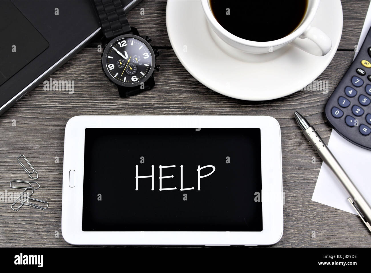 word help on notebook, Office desk with electronic devices, computer ...