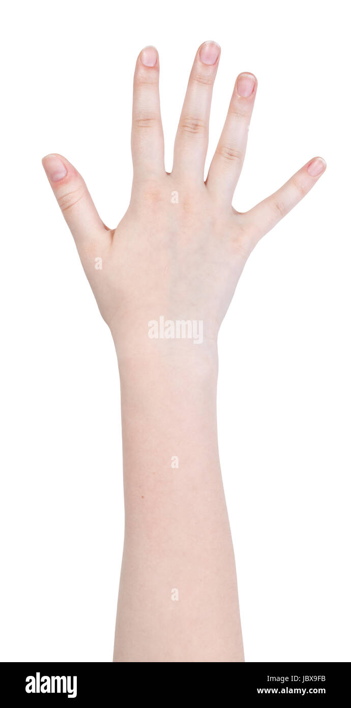 five fingers hand gesture isolated on white background Stock Photo - Alamy