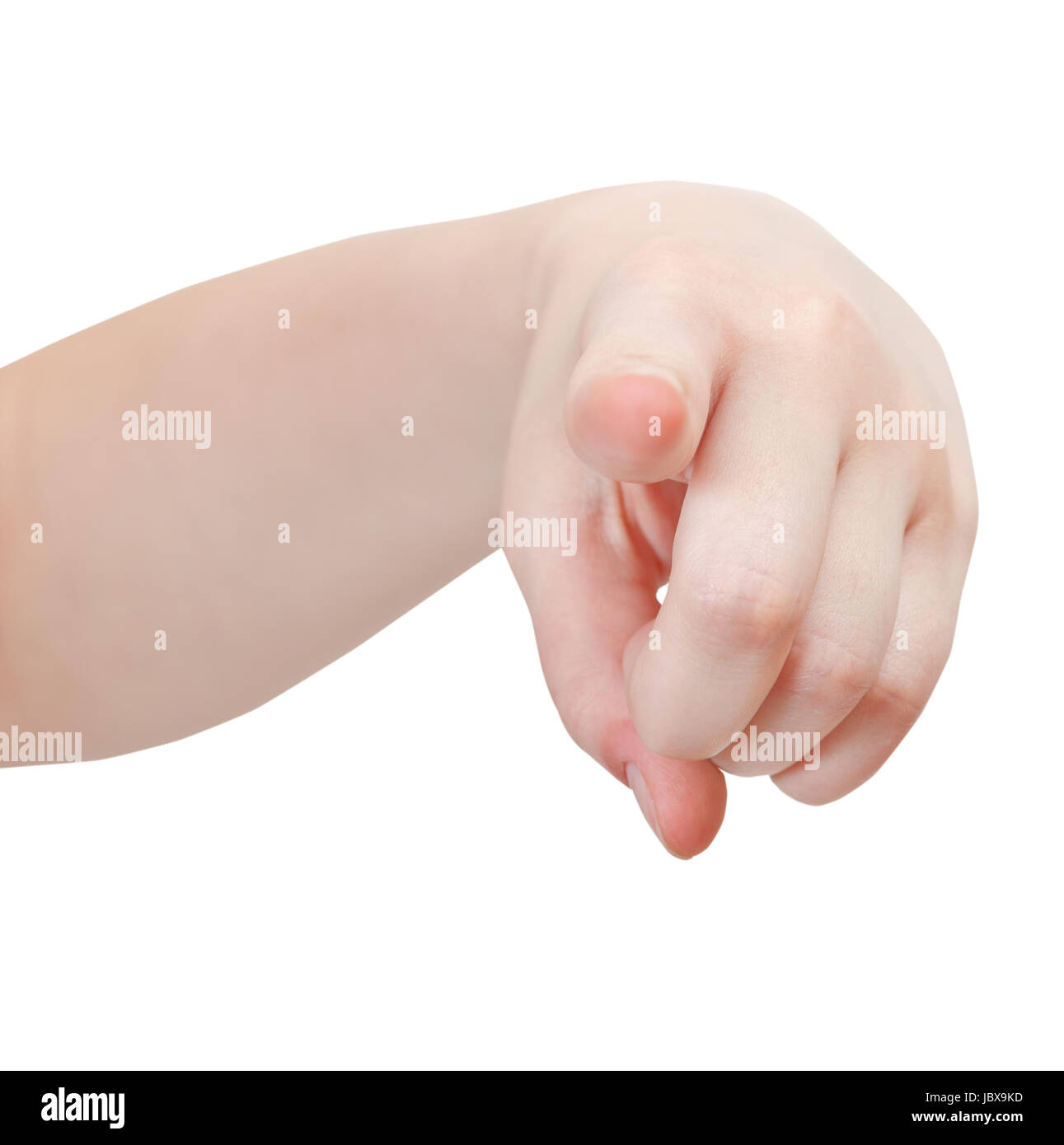 front view of pointing index finger - hand gesture isolated on white background Stock Photo - Alamy