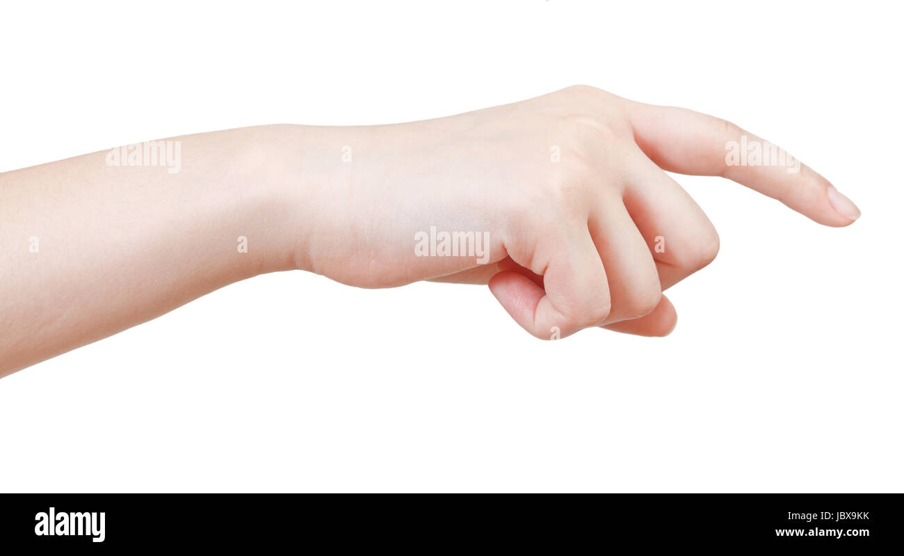 finger presses - hand gesture isolated on white background Stock Photo ...