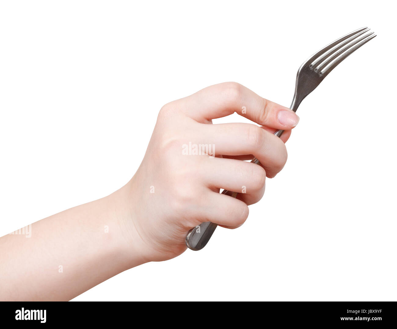 female hand with fork isolated on white background Stock Photo - Alamy