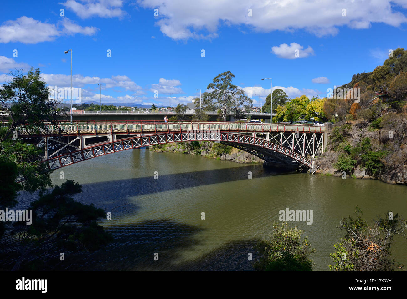 Kings Bridge (built 1863) across the South Esk River at the start of ...
