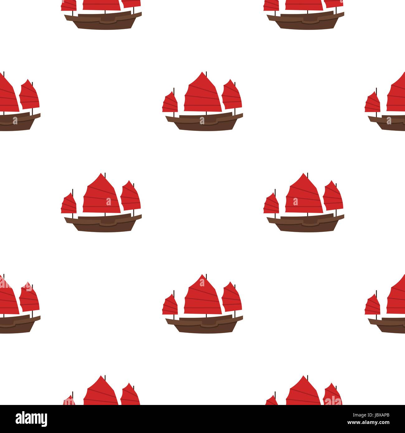 Chinese boat with red sails pattern seamless Stock Vector Image & Art ...