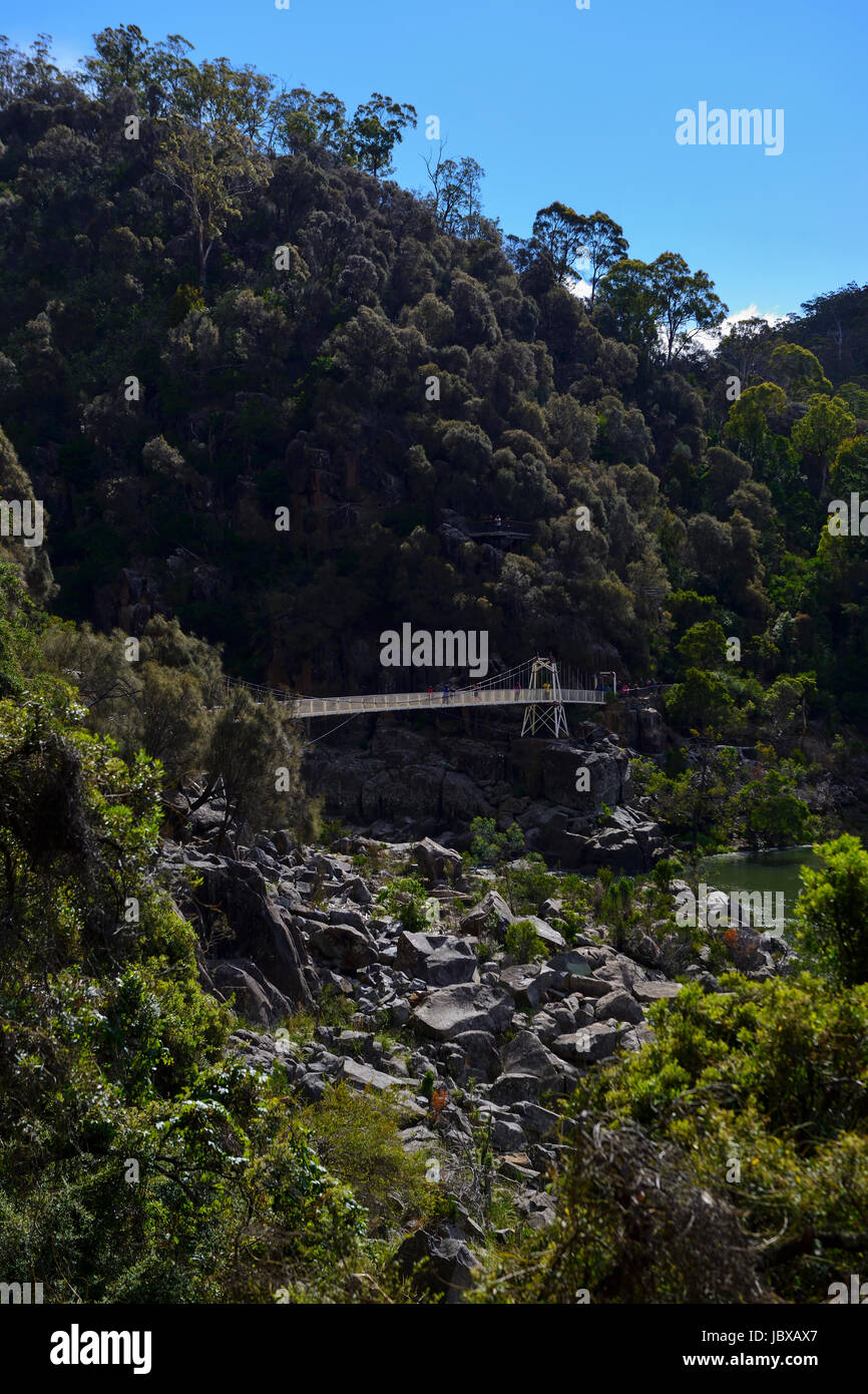 Alexandra Suspension Bridge (built 1904) above the First Basin on the ...