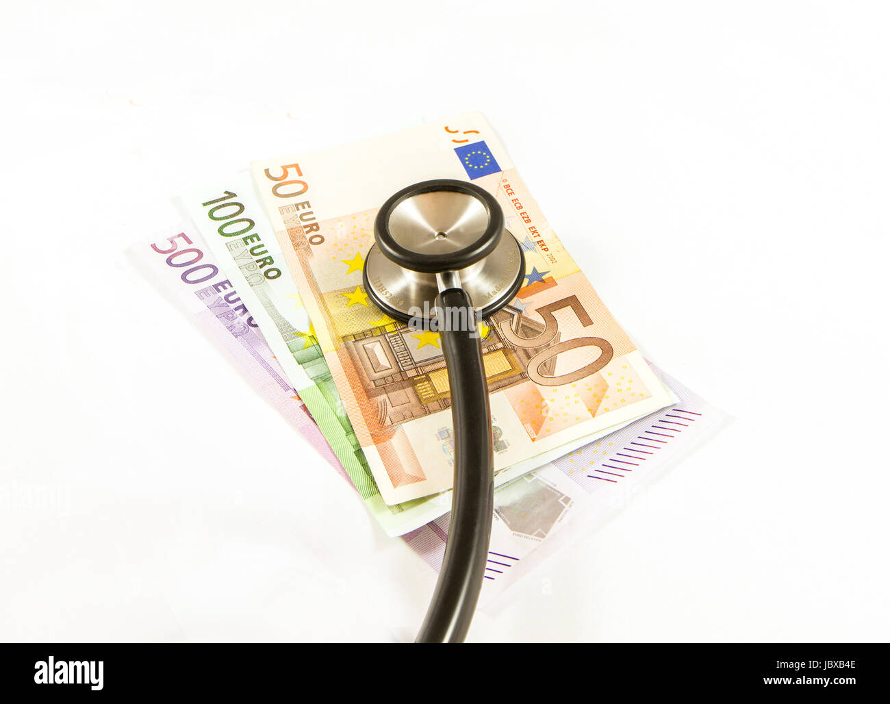 Stethoscope On Euro Banknotes Expensive Healthcare Concept Stock