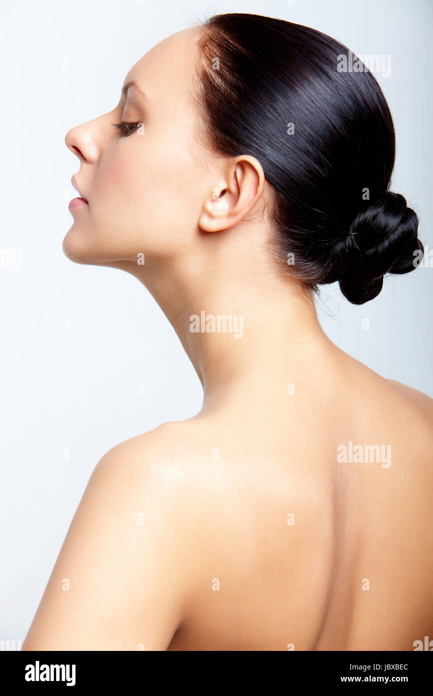 Back and profile of perfect woman in isolation Stock Photo - Alamy
