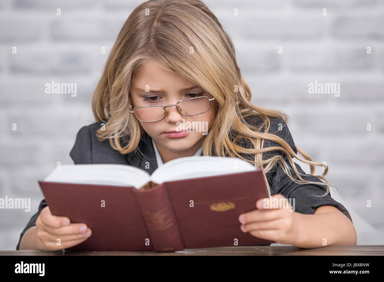 Little girl study school homework smart student Stock Photo - Alamy