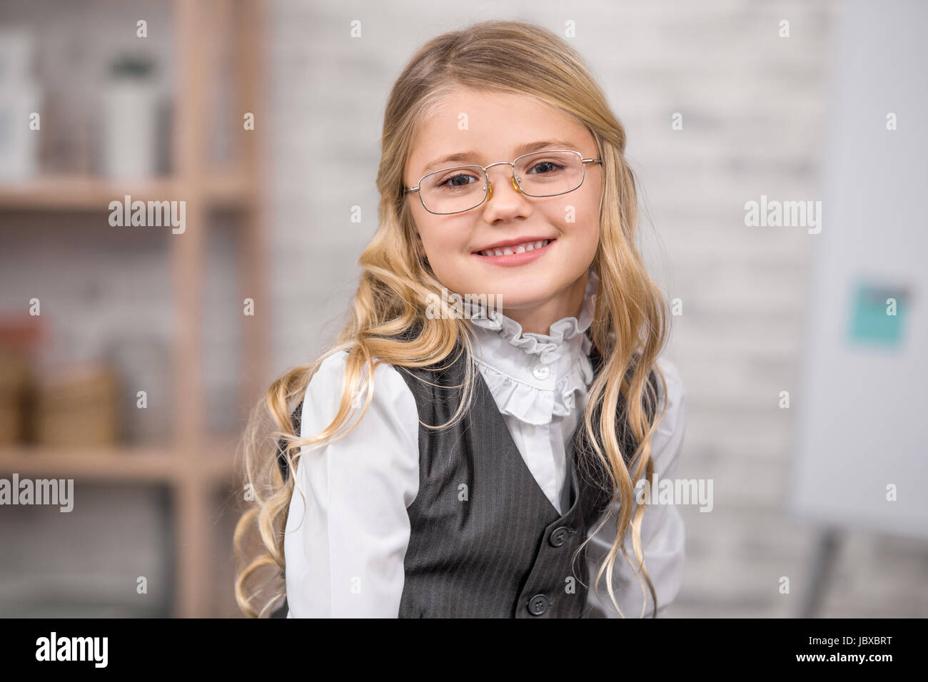 Little girl school uniform smart student style Stock Photo - Alamy