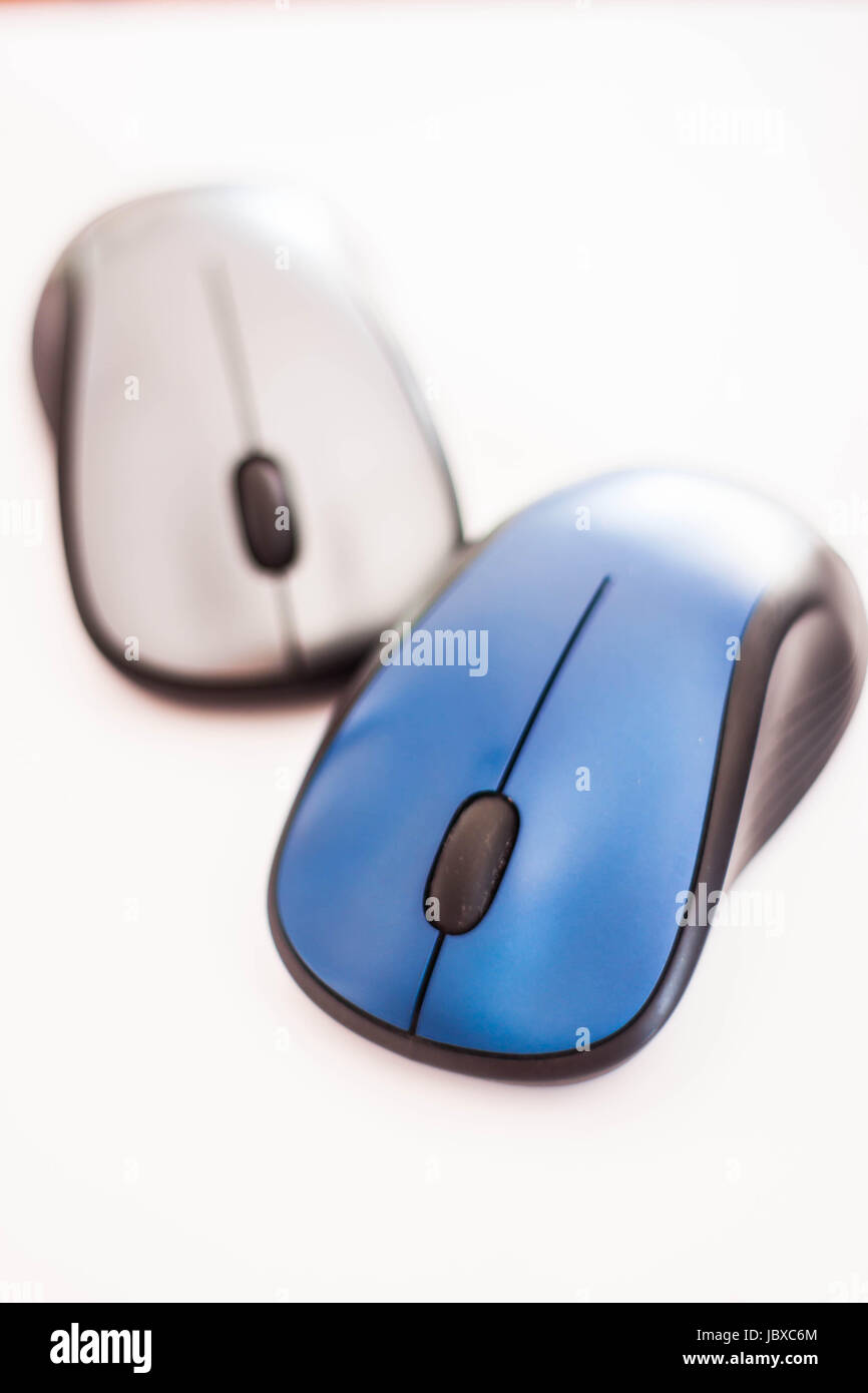 Blue and gray wireless mouse isolated on white background Stock Photo ...