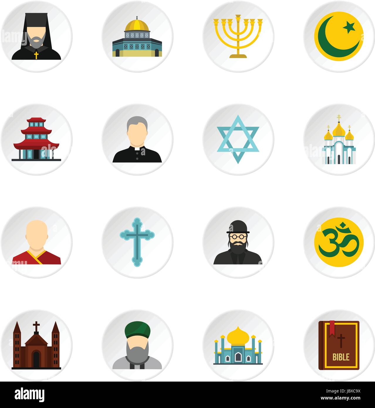 Religious symbol icons set, flat style Stock Vector Image & Art - Alamy