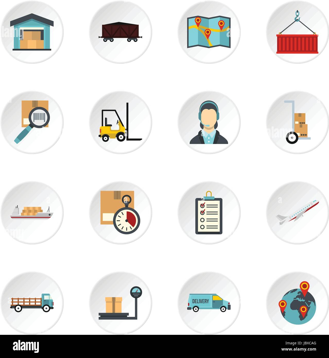 Logistic icons set, flat style Stock Vector Image & Art - Alamy