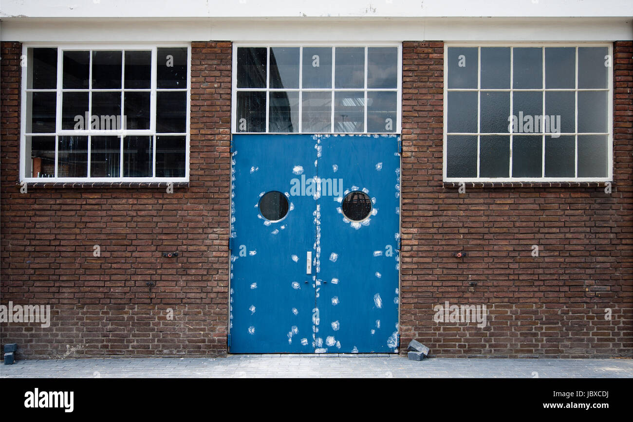Blue door of an historic toothpaste factory in Amersfoort, the ...