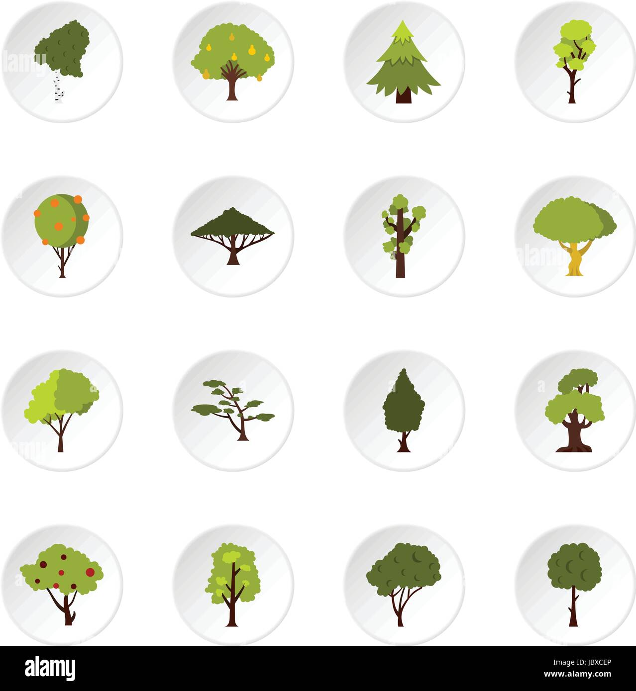 Green tree icons set, flat style Stock Vector Image & Art - Alamy