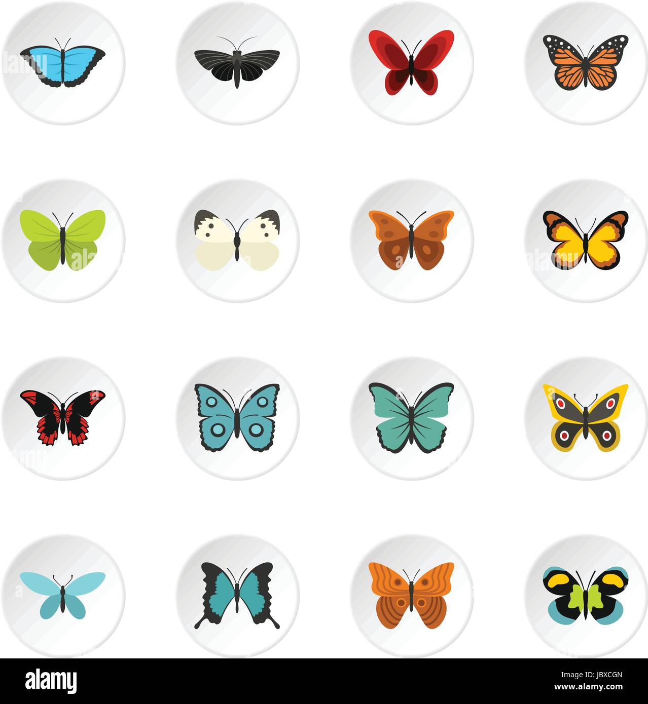 Butterfly set flat icons Stock Vector Image & Art - Alamy