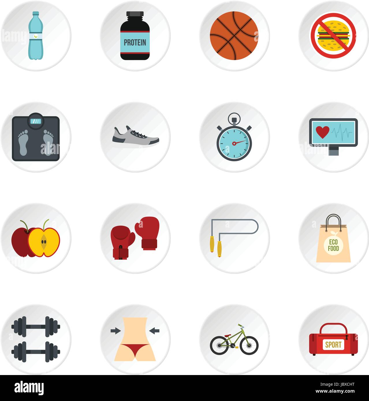 Healthy life set flat icons Stock Vector Image & Art - Alamy