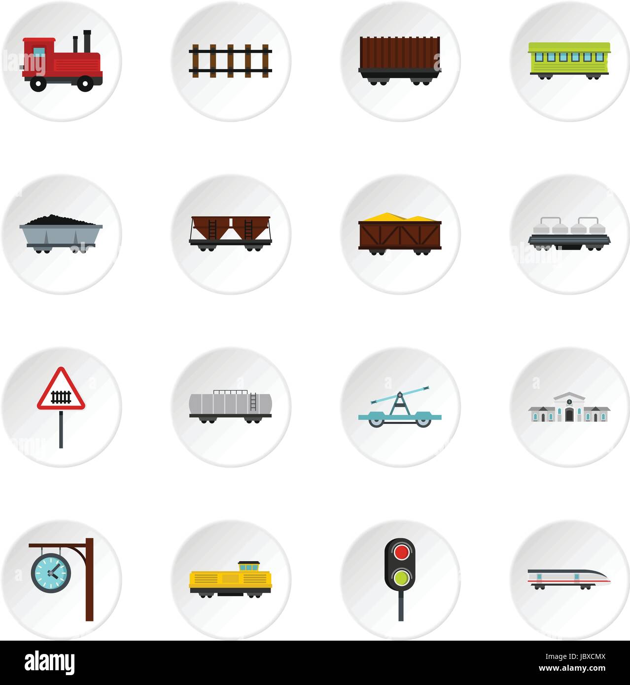 Railway set flat icons Stock Vector Image & Art - Alamy