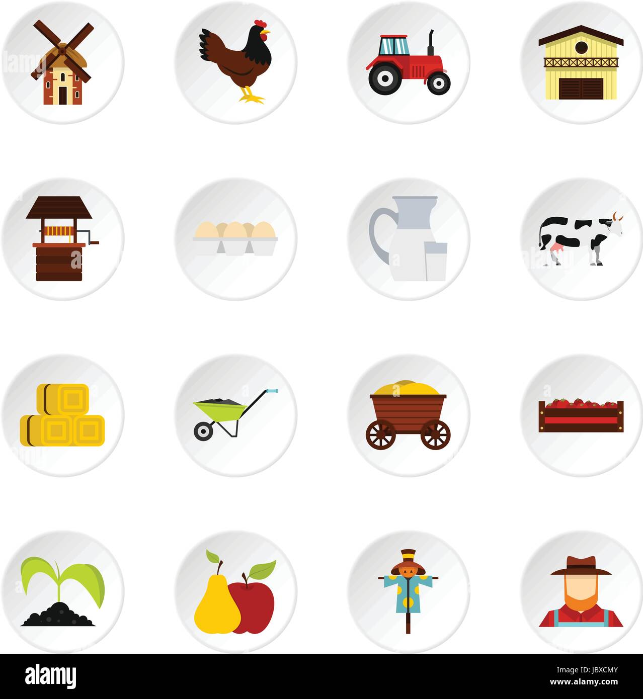 Farm set flat icons Stock Vector Image & Art - Alamy