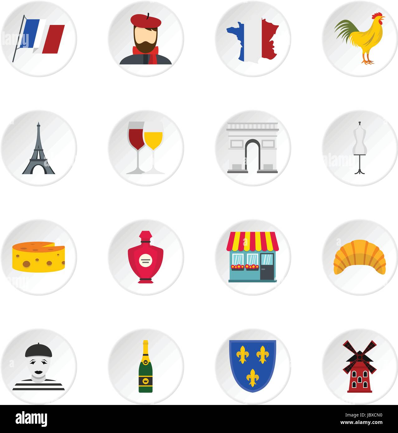 France travel set flat icons Stock Vector Image & Art - Alamy