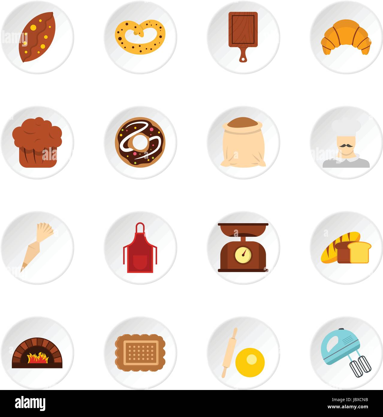 Bakery set flat icons Stock Vector Image & Art - Alamy