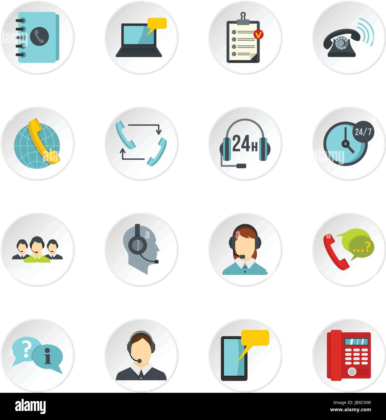 Call center symbols set flat icons Stock Vector Image & Art - Alamy