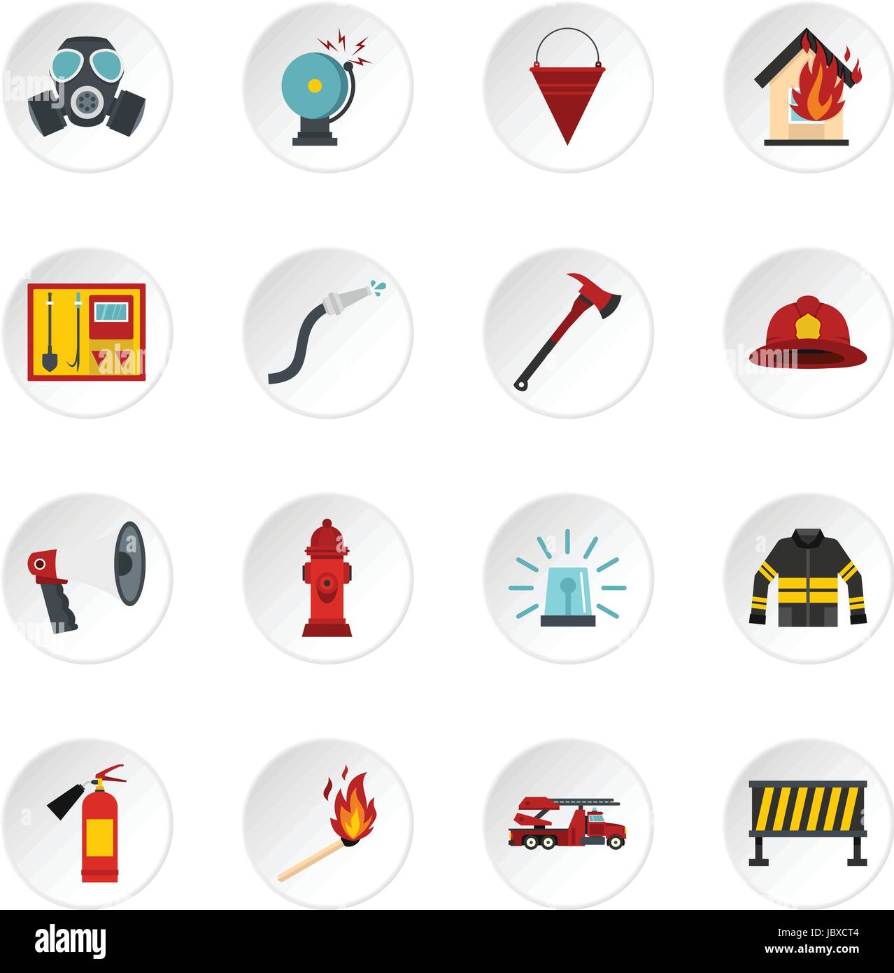 Fireman tools set flat icons Stock Vector Image & Art - Alamy