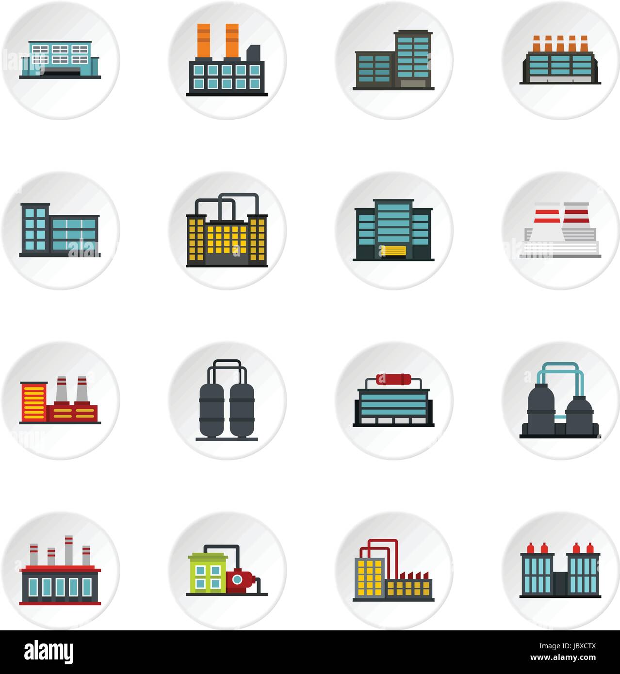 Industrial building factory set flat icons Stock Vector Image & Art - Alamy