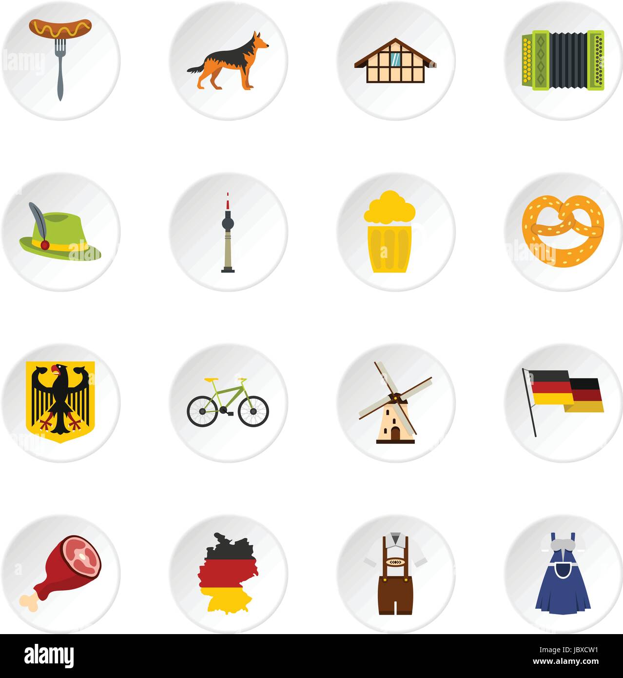 Germany set flat icons Stock Vector Image & Art - Alamy