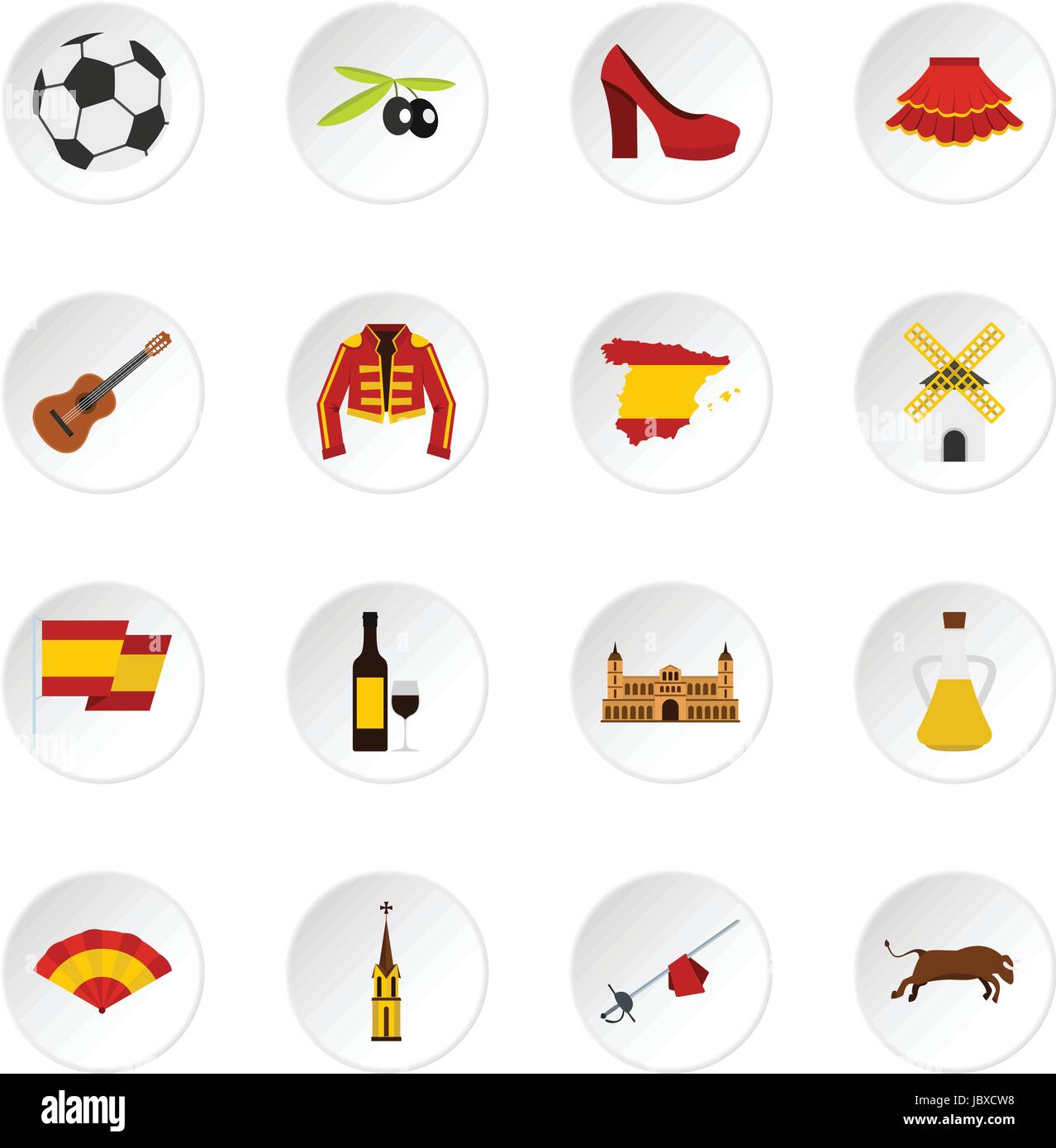 Spain travel set flat icons Stock Vector Image & Art - Alamy