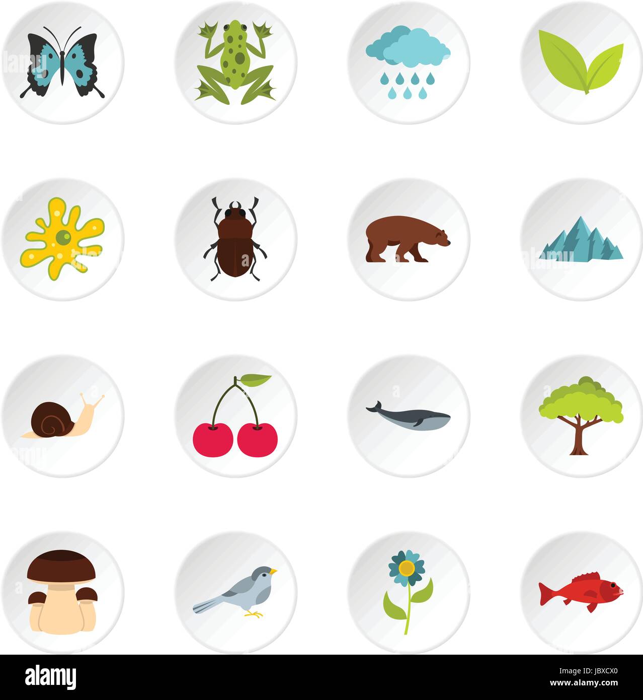 Nature items set flat icons Stock Vector Image & Art - Alamy