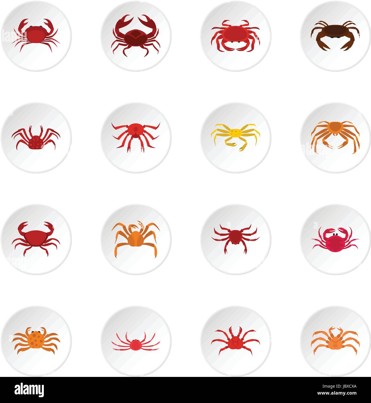 Various crab icons set in flat style Stock Vector Image & Art - Alamy