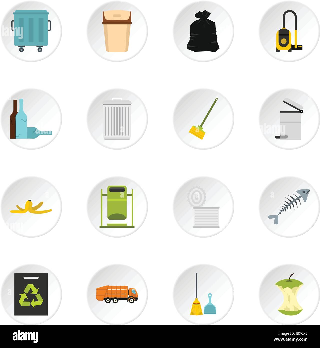 Garbage thing set flat icons Stock Vector Image & Art - Alamy