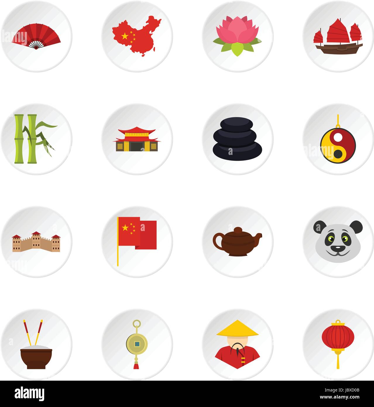 China travel symbols icons set in flat style Stock Vector Image & Art ...