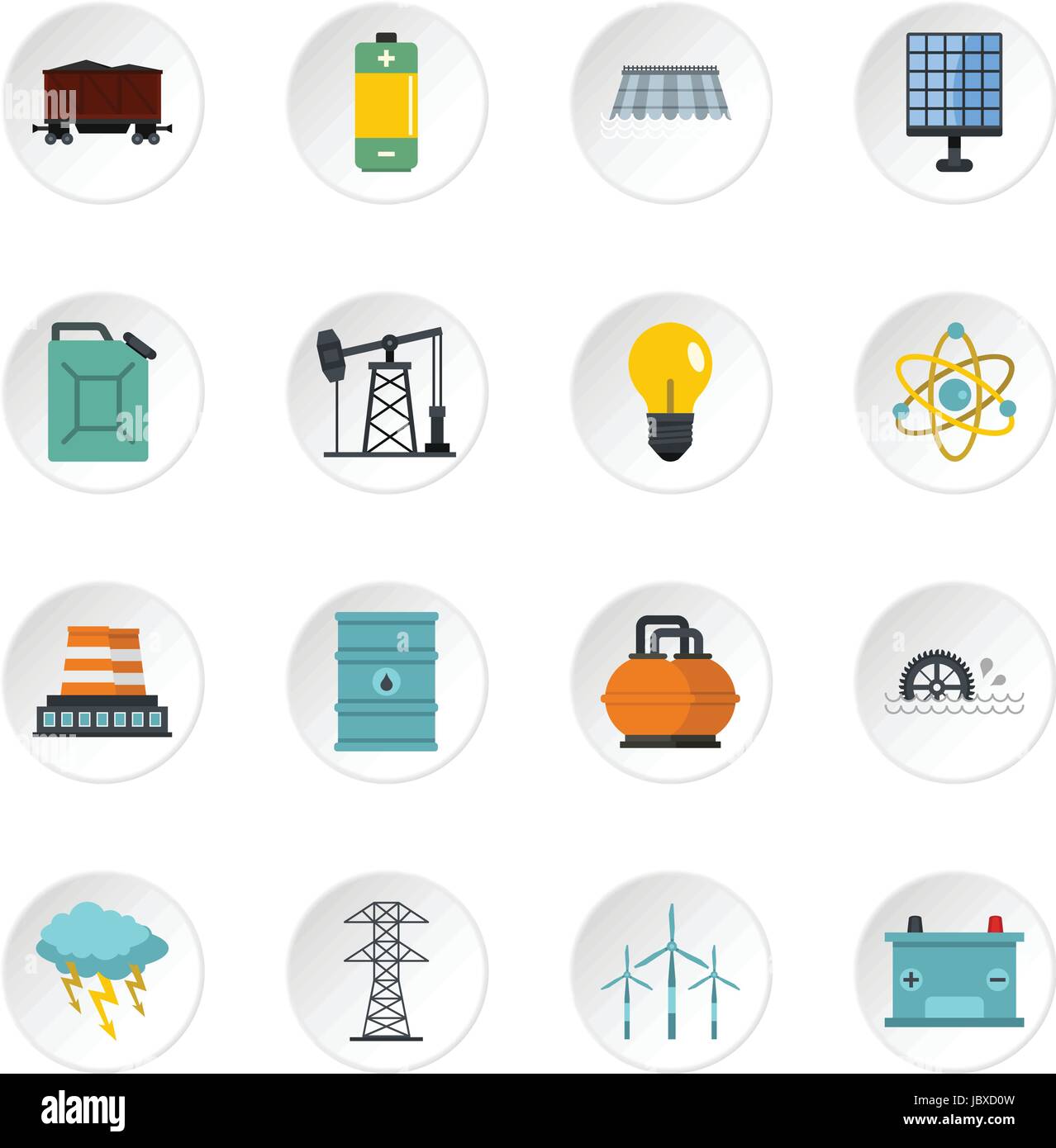 Energy sources items icons set in flat style Stock Vector Image & Art ...