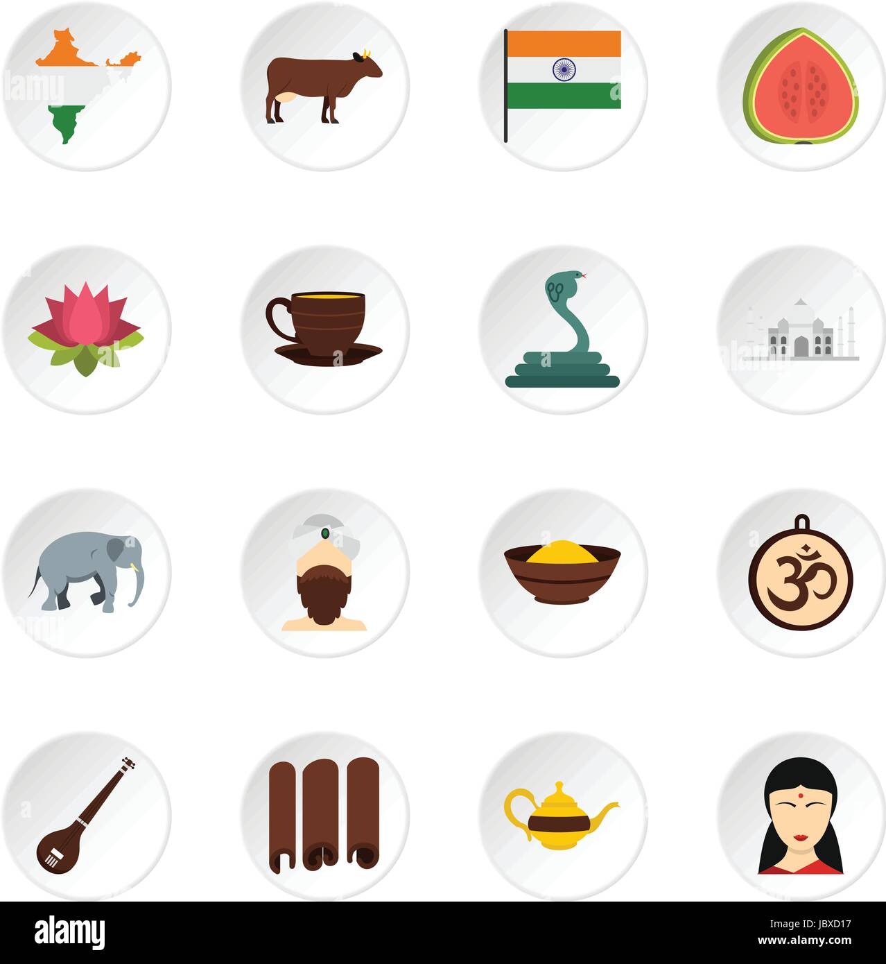 India travel icons set in flat style Stock Vector Image & Art - Alamy