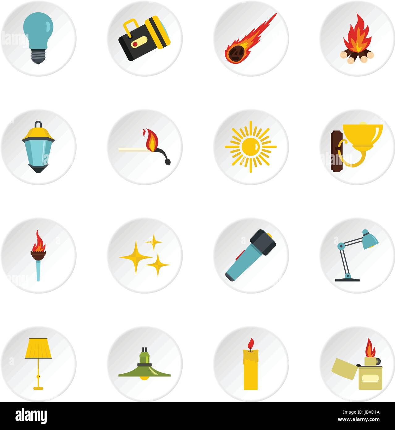 Light source symbols icons set in flat style Stock Vector Image & Art ...