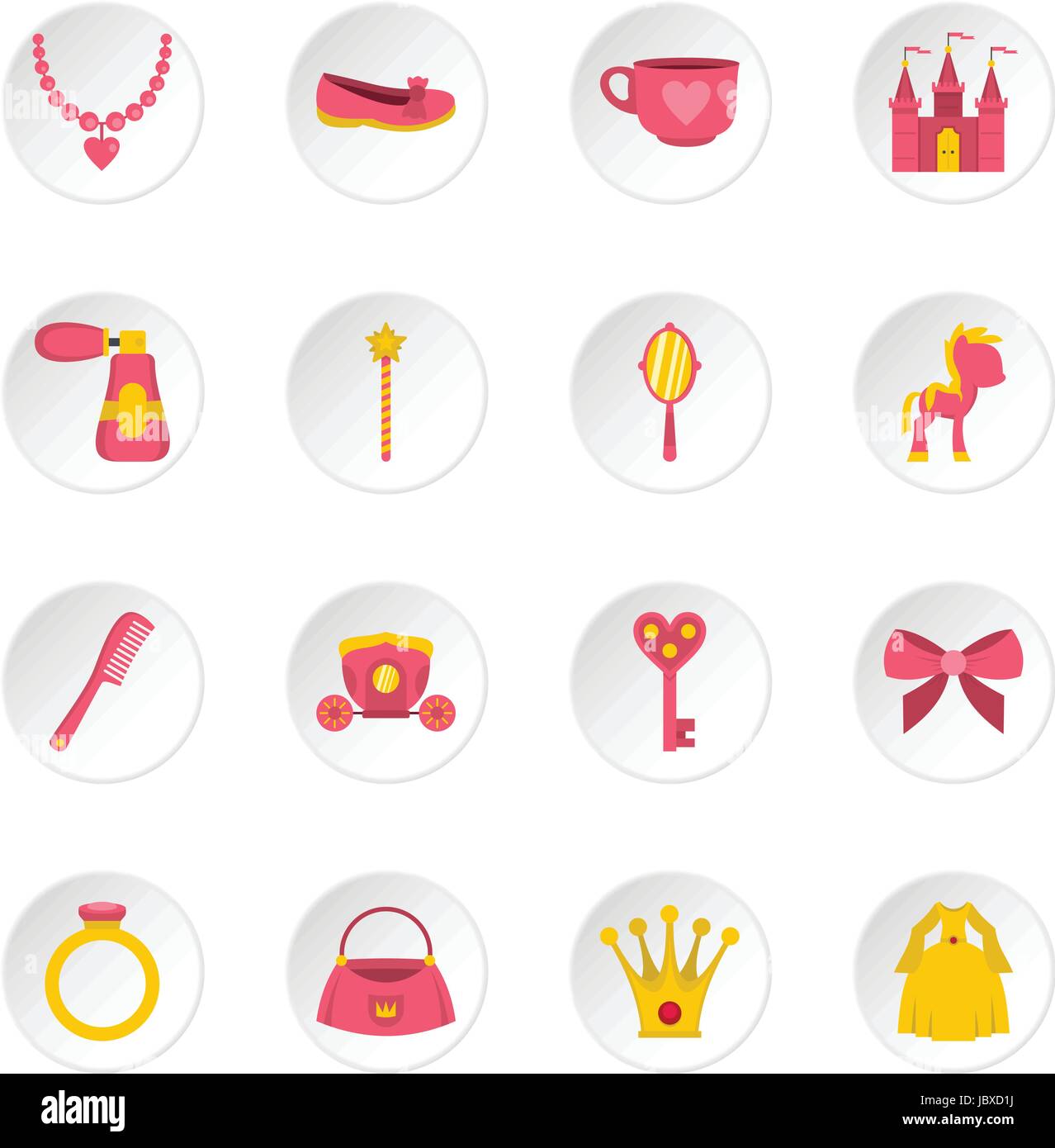 Doll princess items icons set in flat style Stock Vector Image & Art ...