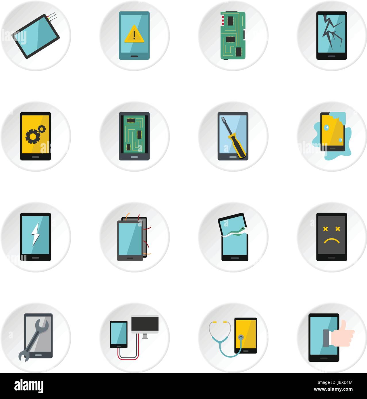 Device repair symbols icons set in flat style Stock Vector Image & Art ...