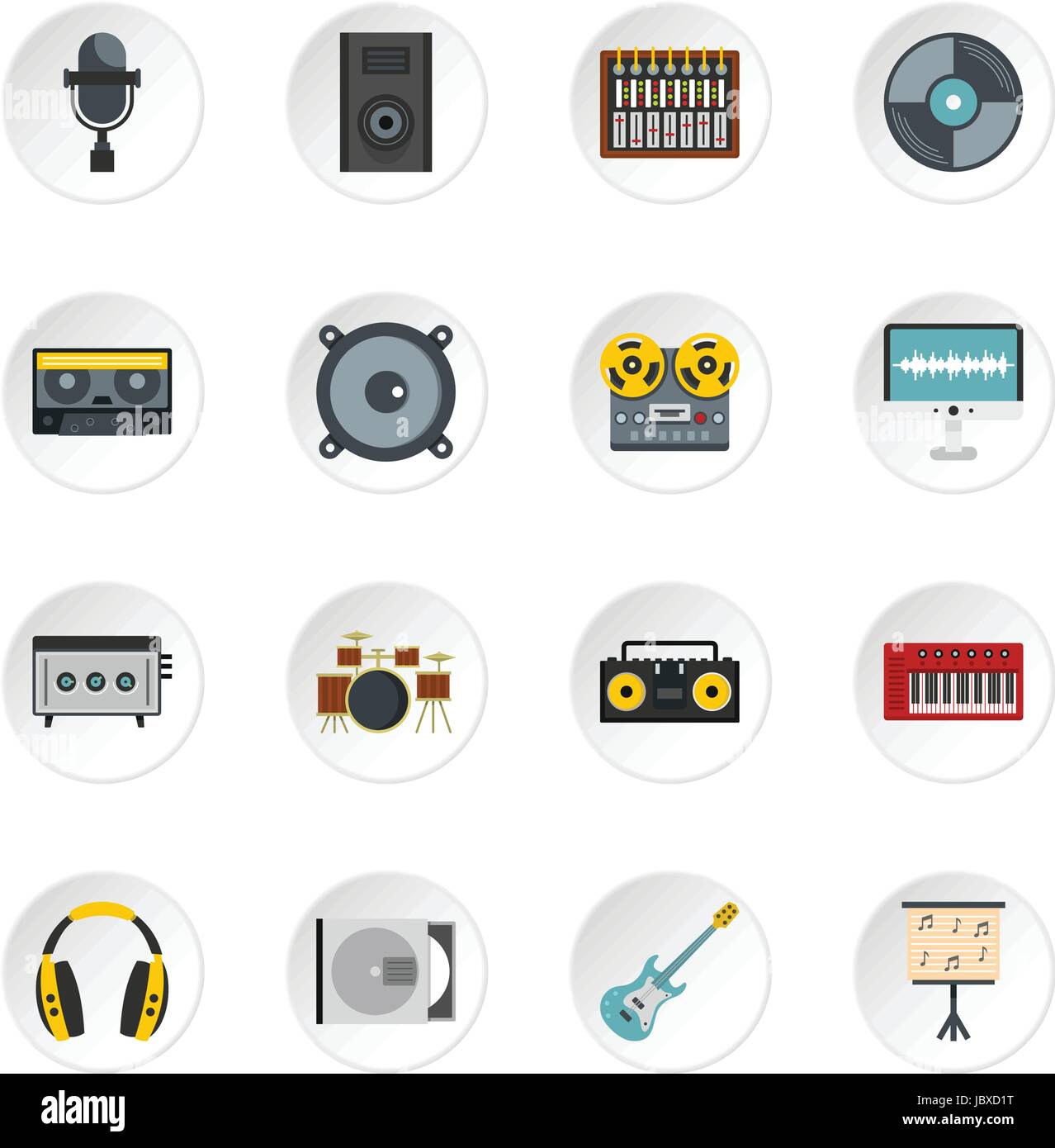Recording studio items icons set in flat style Stock Vector Image & Art ...